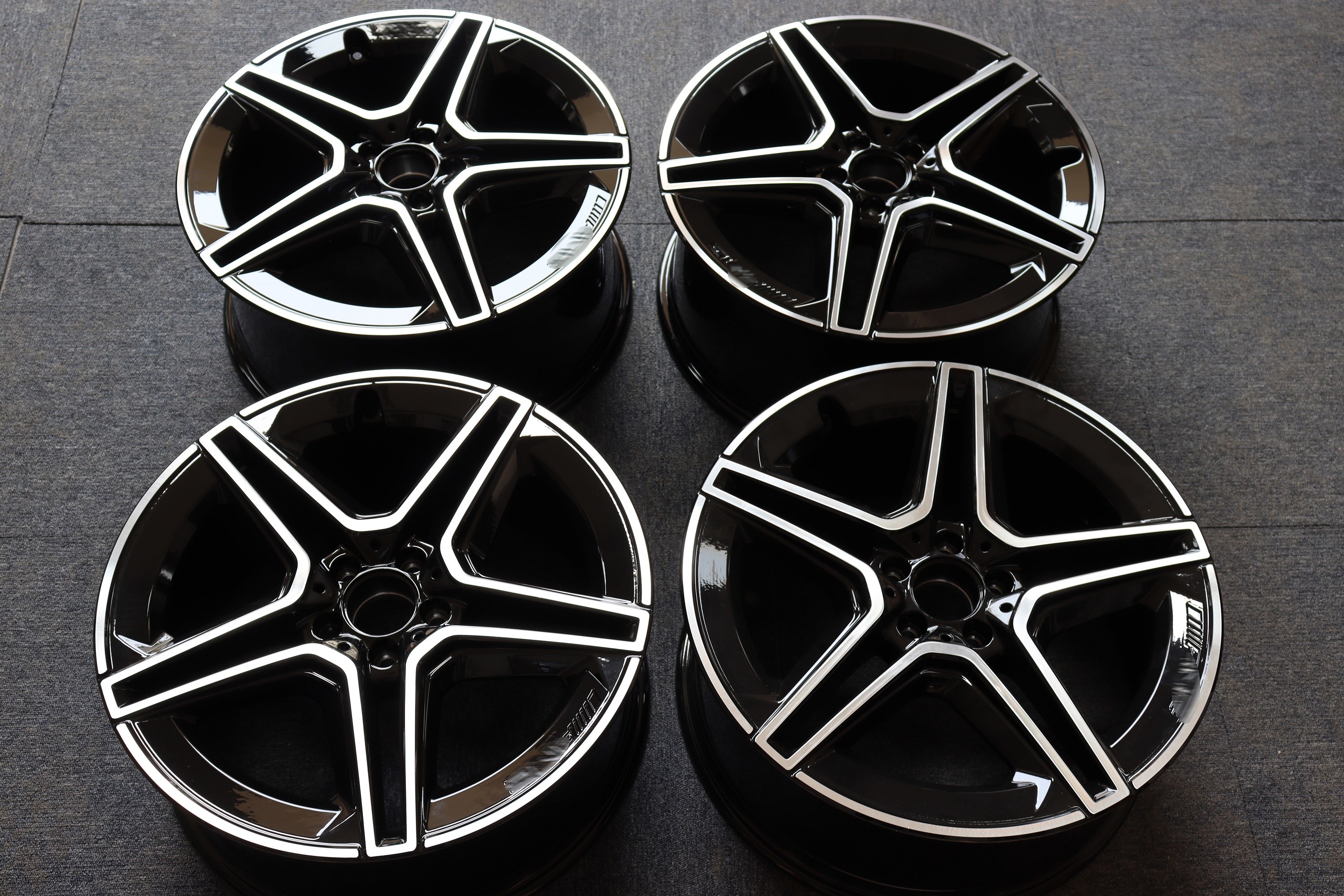 Black Shiny 9J 20 Inch Double Five Spoke Wheels Alloy Rims For Mercedes ...